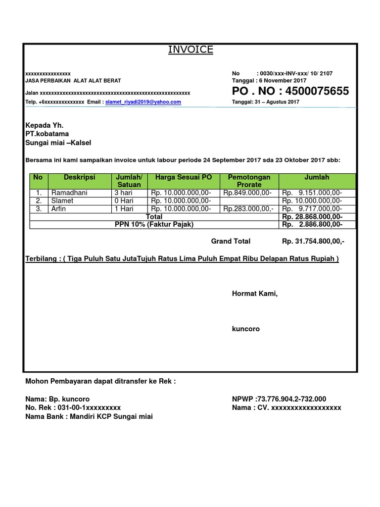 Contoh Format Invoice | PDF
