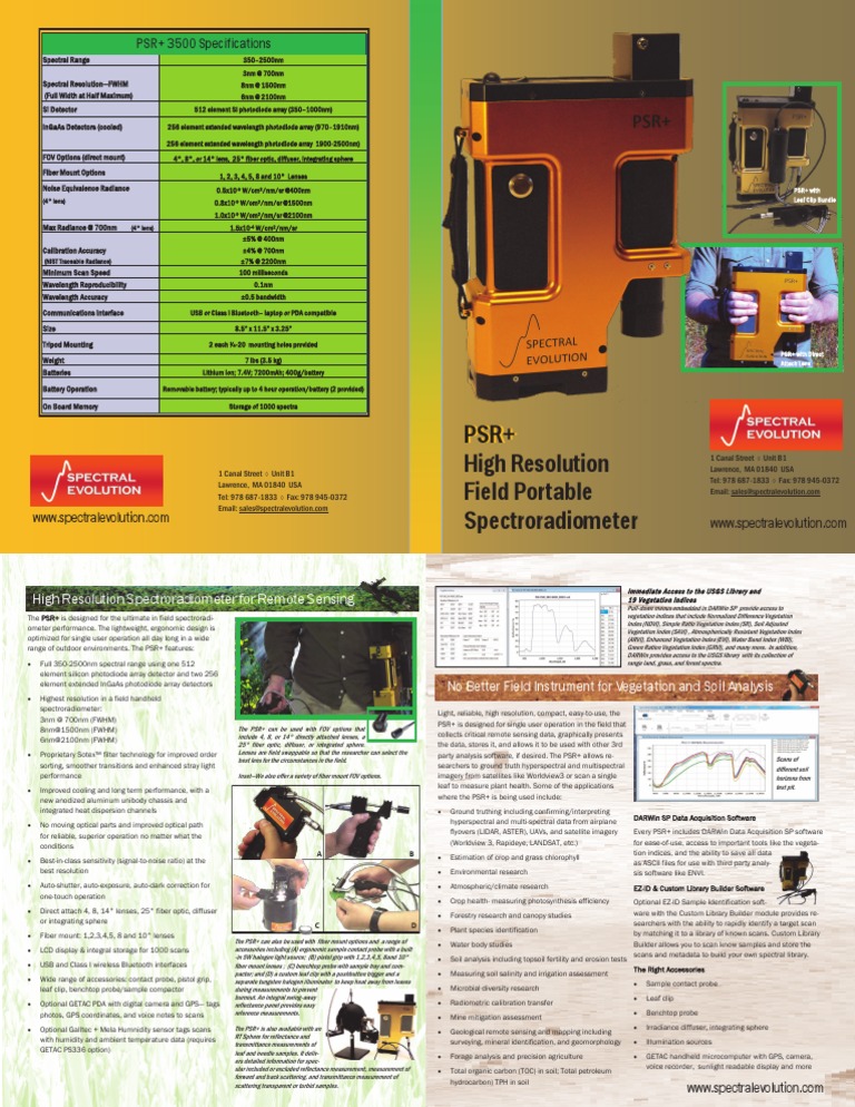 PSR+ High Resolution Field Portable Spectroradiometer | PDF | Total ...