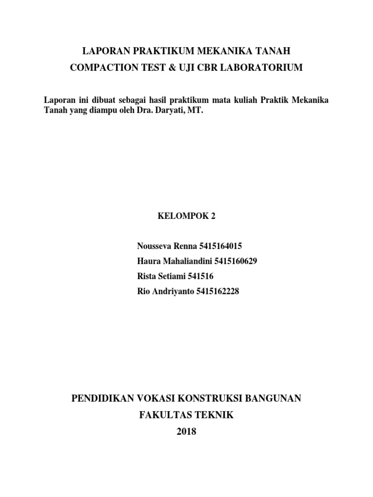 Uji Compaction dan CBR Tanah Laboratorium | PDF