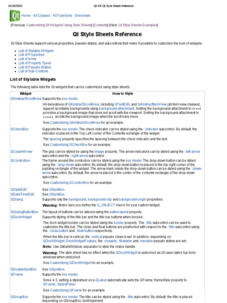 Qt 4.6 Style Sheets Reference | Typefaces | Widget (Gui) | Free 30-day ...