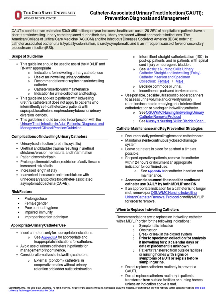 Catheter-Associated Urinary Tract Infection (CAUTI) : Prevention ...