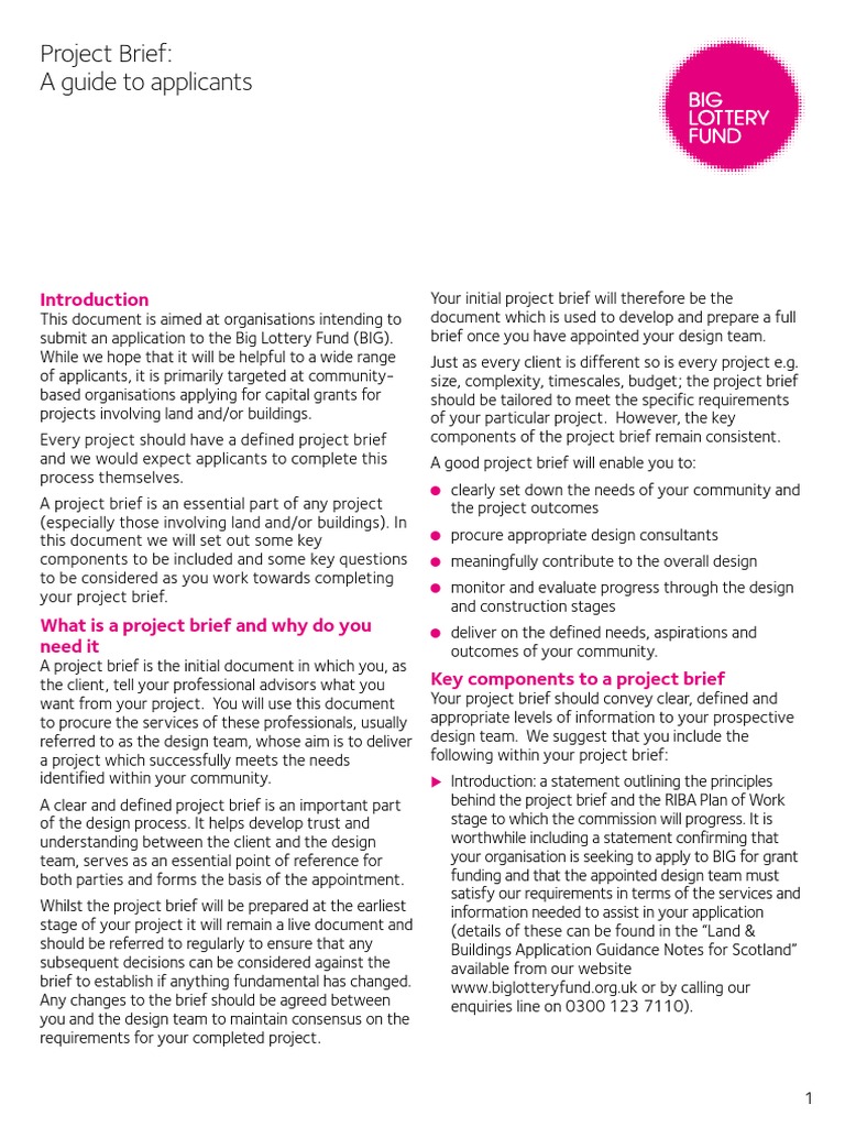 Project Brief: A Guide To Applicants | PDF | Design | Architect