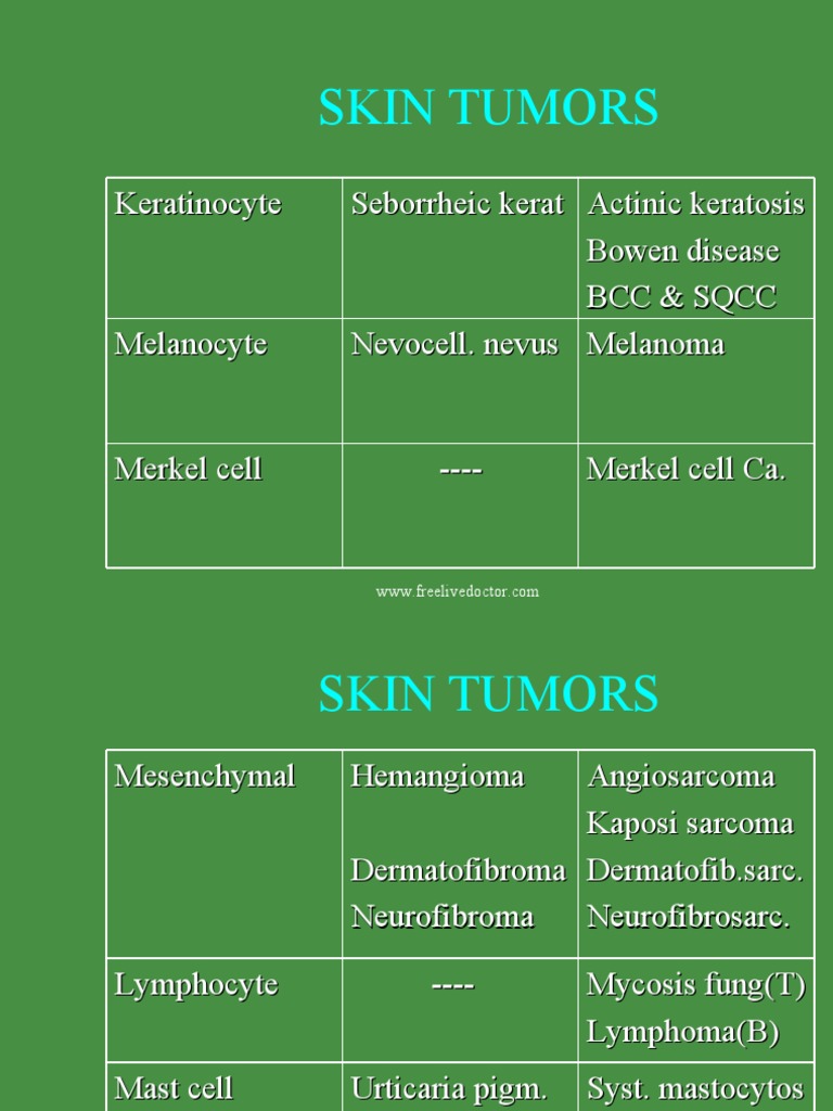 Skin Tumors: Keratinocyte Seborrheic Kerat Actinic Keratosis Bowen ...