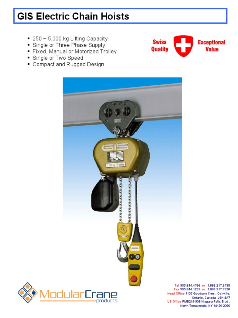 MCP Gis Chain Hoists | PDF | Suspension (Vehicle) | Clutch
