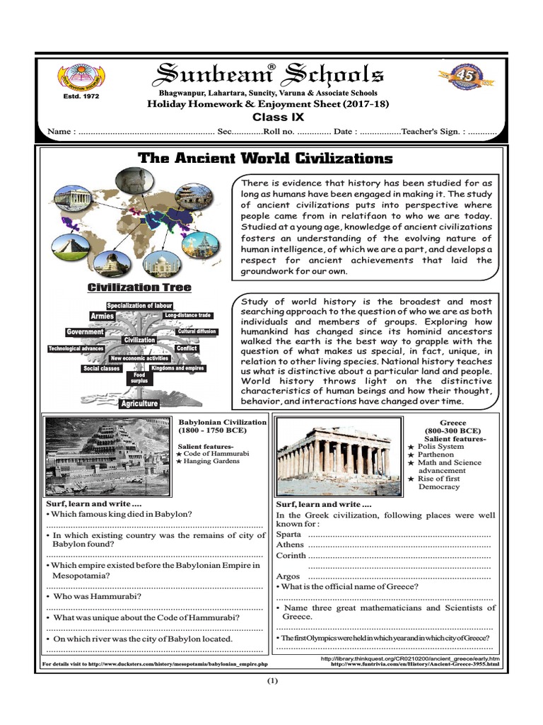 Understanding Ancient World Civilizations Through Holiday Homework ...