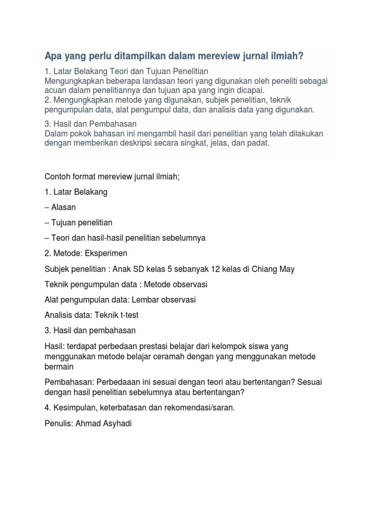 Cara Mereview Jurnal Ilmiah | PDF