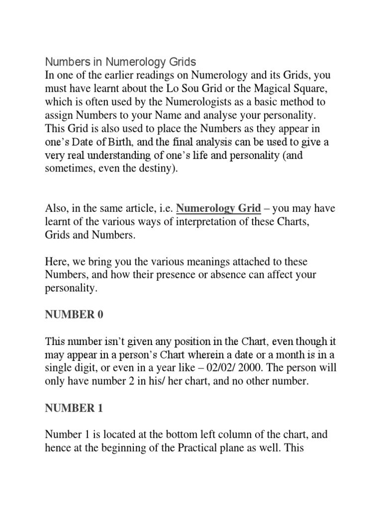 Numbers in Numerology Grids | PDF | Love | Motivation