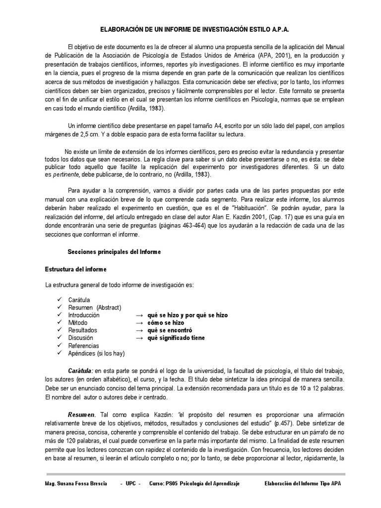 Informe Estilo Apa PDF | PDF