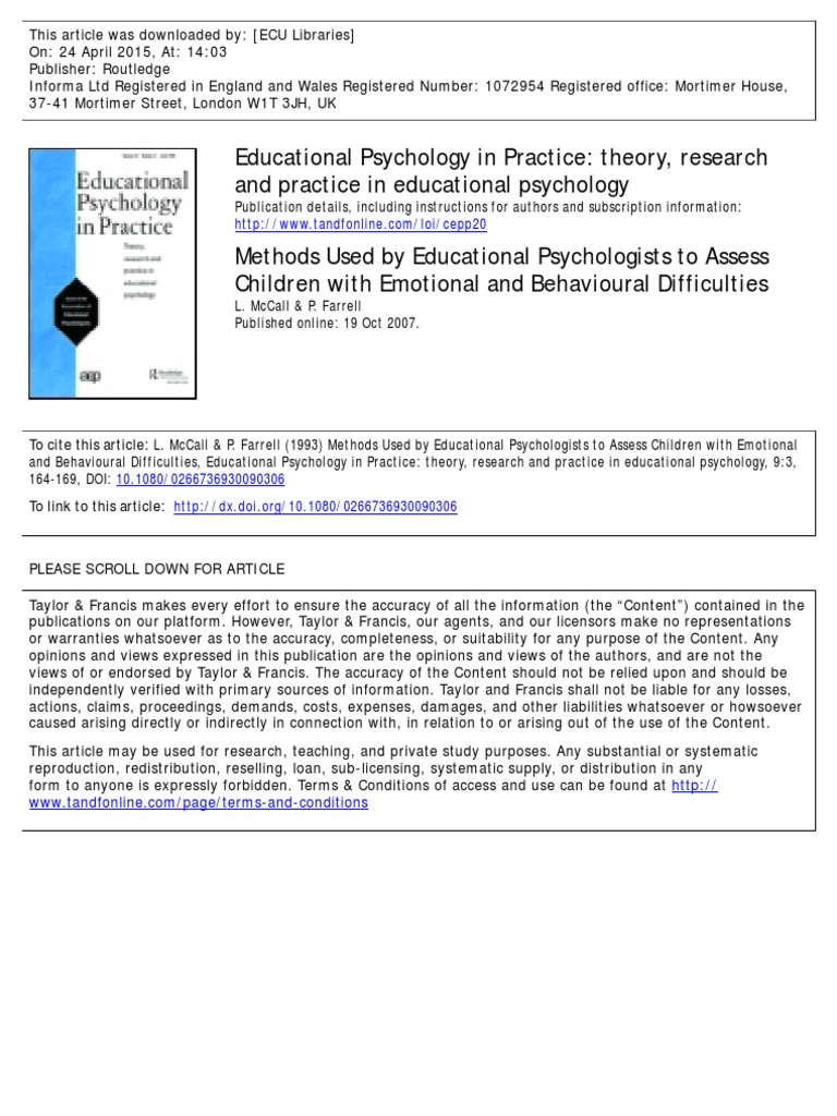 Educational Psychology in Practice: Theory, Research and Practice in ...
