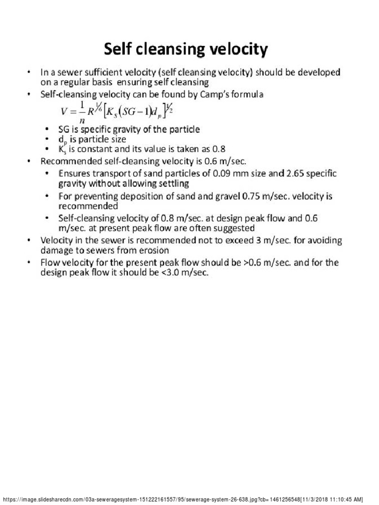 Self Cleaning Velocity | PDF