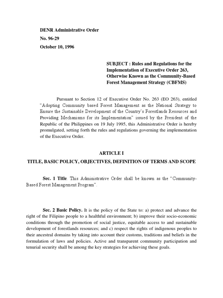 DENR Administrative Order No. 96-29 (DENR-DAO 1996-29) | October 10 ...