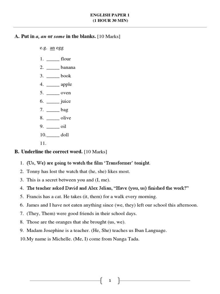 Exam Form 1 English PT3 Format | PDF | Leopard | Jaguar