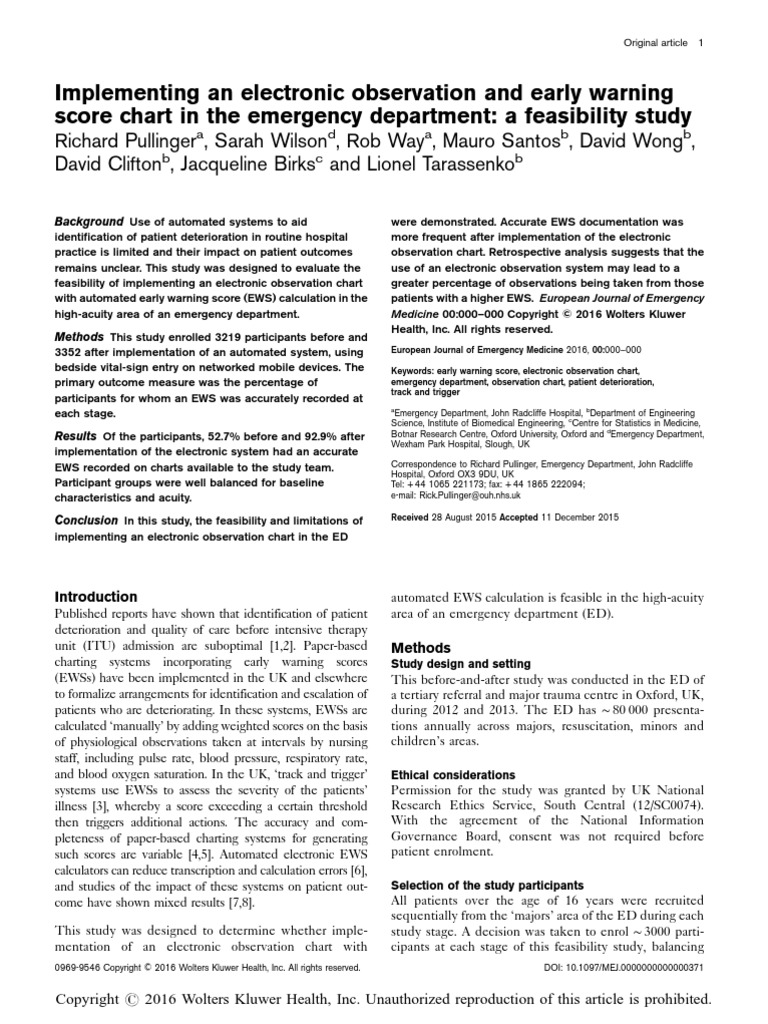 Implementing An Electronic Observation and Early Warning Score Chart in ...