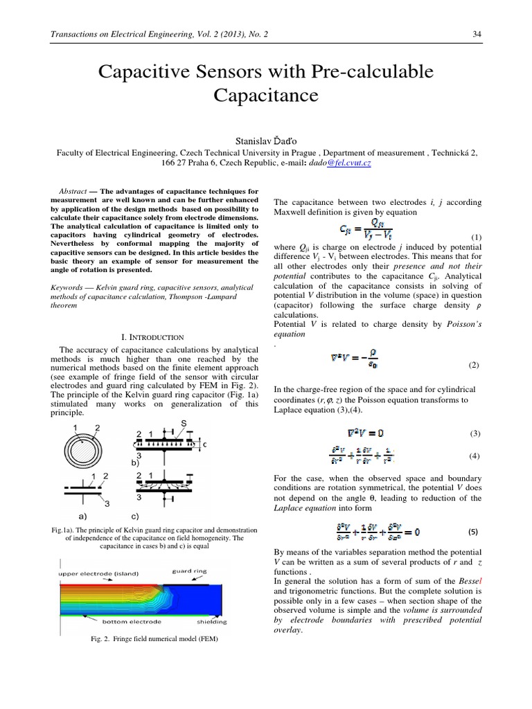 Capacitive Sensors with Pre-calculable Capacitance | PDF | Capacitor ...
