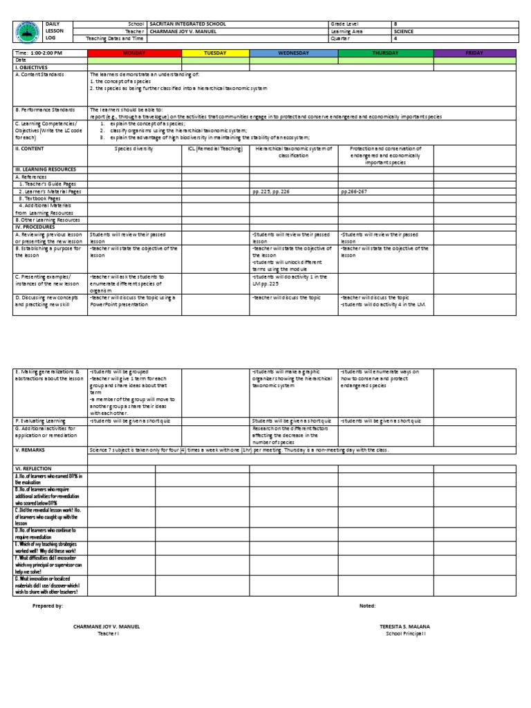 DLL Sample | PDF | Biomolecules | Teachers