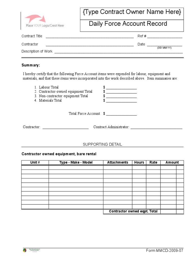 07 Daily Force Account Record | PDF | Economies | Business Economics