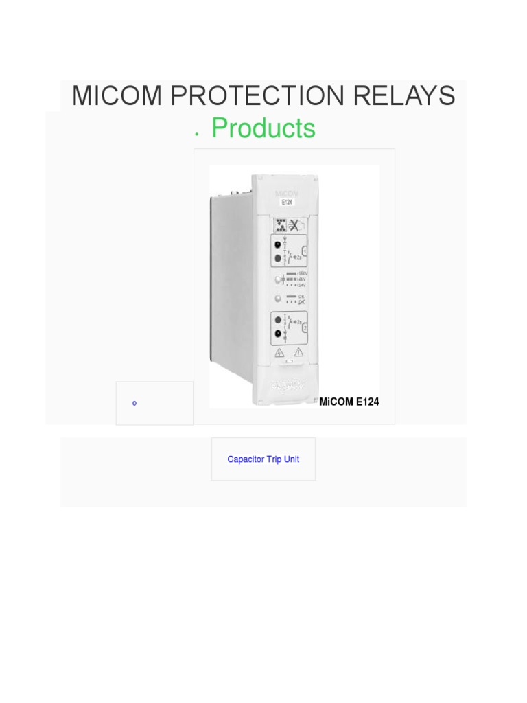 MiCOM Protection Relay Overview | PDF | Computers | Technology ...