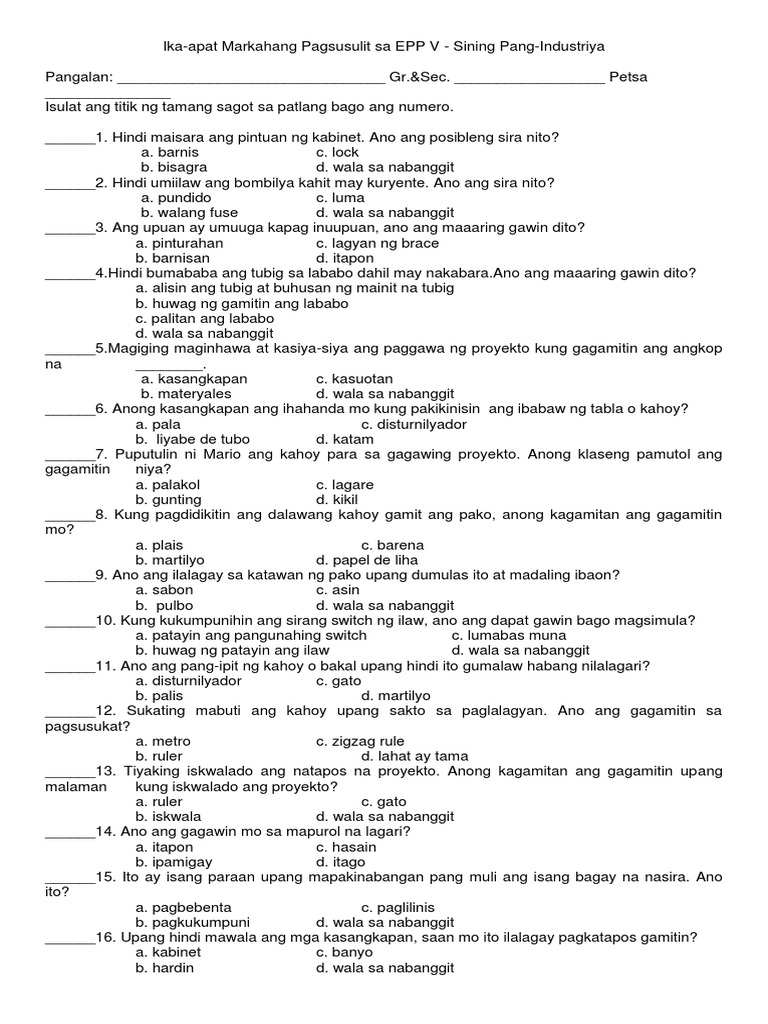 PT - Epp 5 - Q4 | PDF