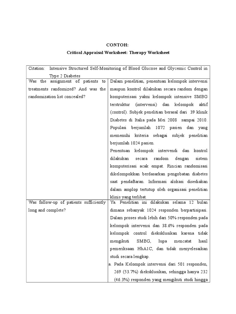 Critical Appraisal Worksheet | PDF | Pengembangan Diri