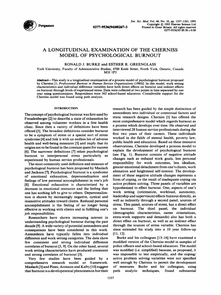A Longitudinal Examination of The Cherniss Model of Psychological ...