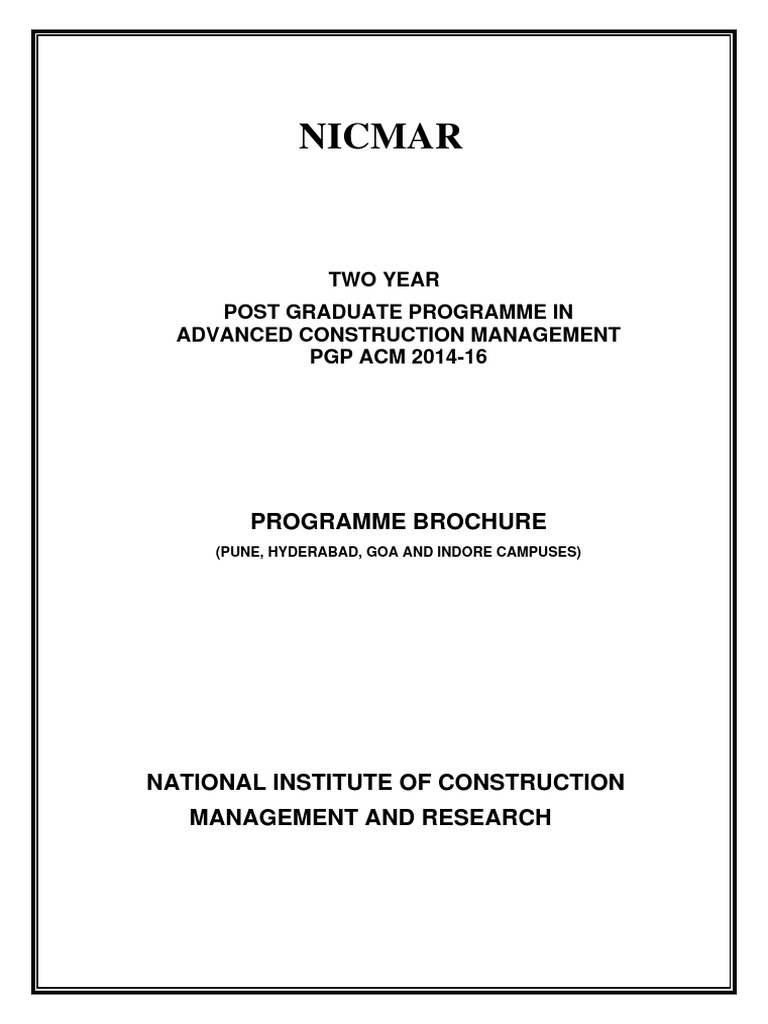 NICMAR-PGP-ACM-Brochure2014, COUSRE CONTENT PDF | PDF | University And ...