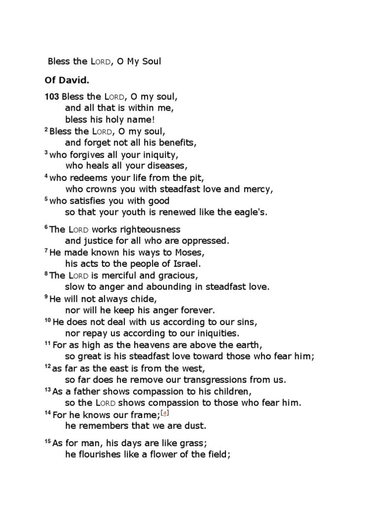 Psalms 103 | PDF | God The Father | Sin