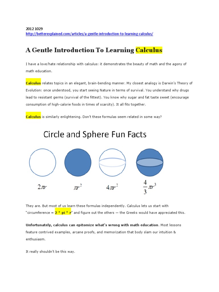 A Gentle Introduction To Learning Calculus BetterExplained PDF | PDF | Calculus | Area