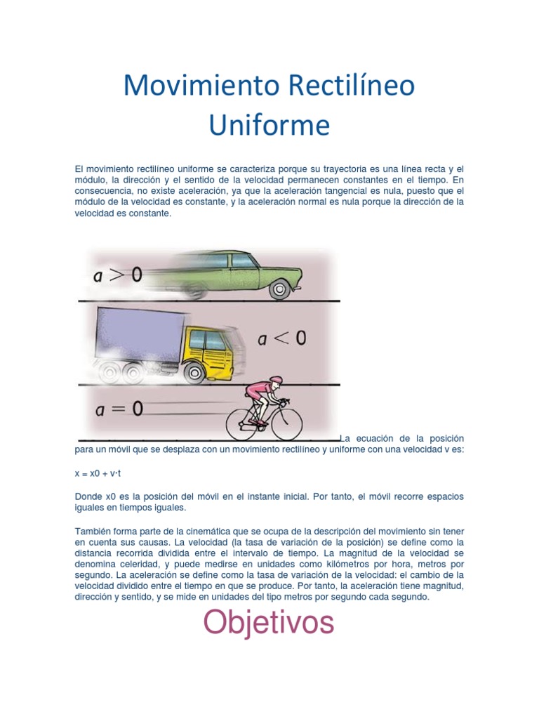 Movimiento Rectilíneo Uniforme | PDF | Movimiento (física) | Velocidad