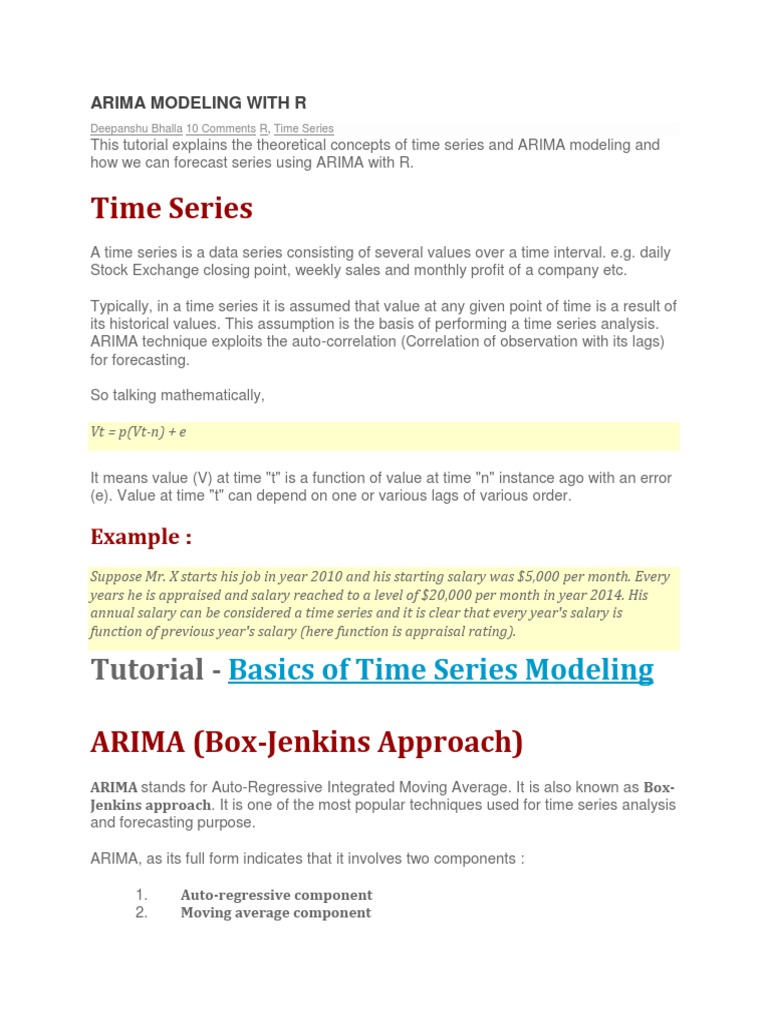 Arima Modeling With R Listendata | PDF | Autoregressive Integrated ...