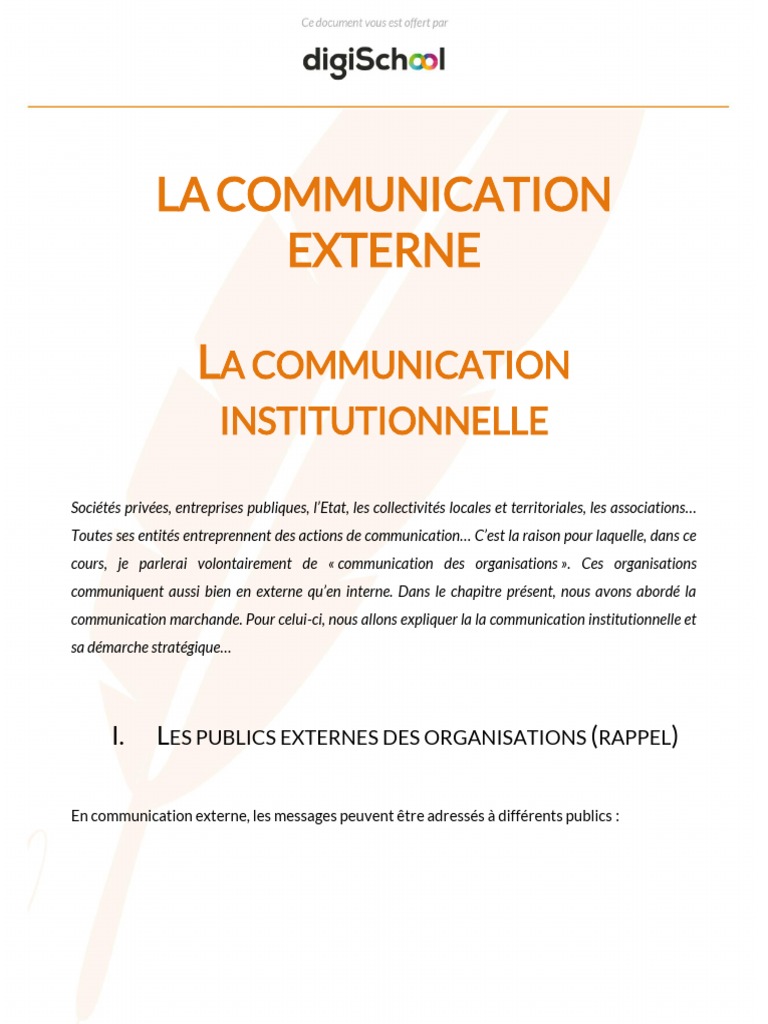 Stratégies de Communication Externe | PDF | la communication ...