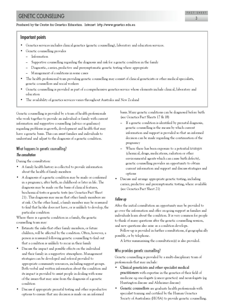 Fs 03 | PDF | Genetic Counseling | Medical Genetics