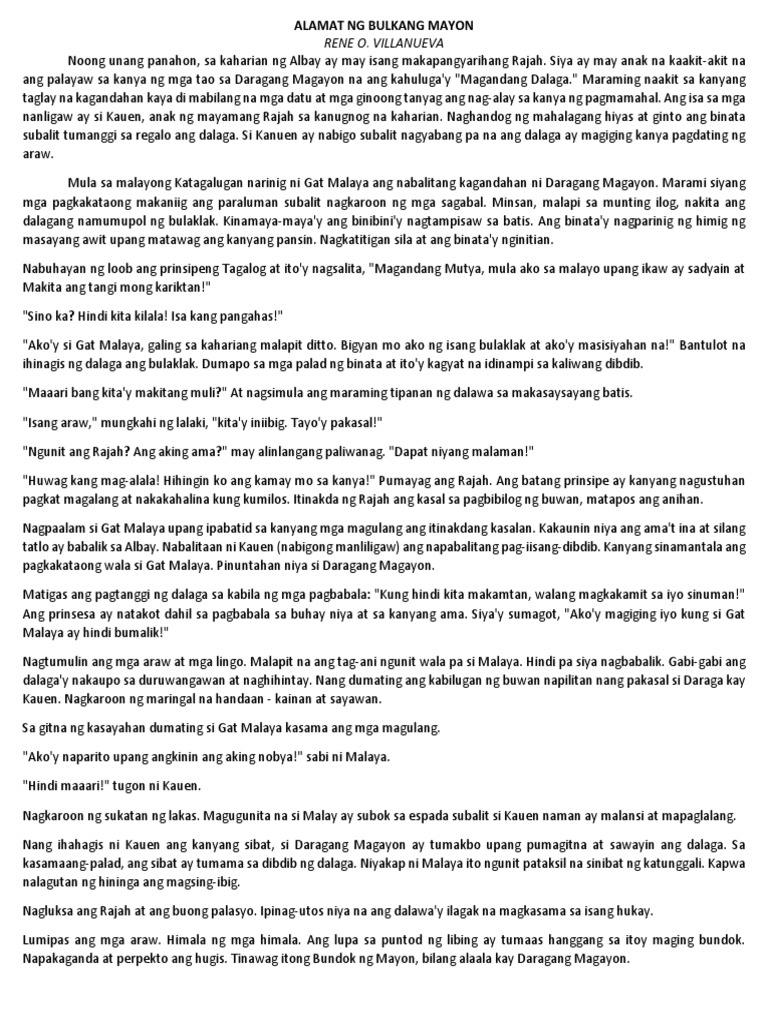 Alamat NG Bulkang Mayon | PDF