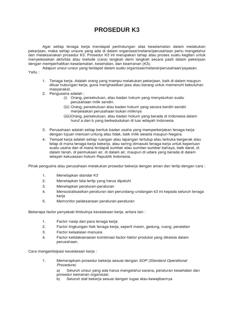 Prosedur K3 | PDF