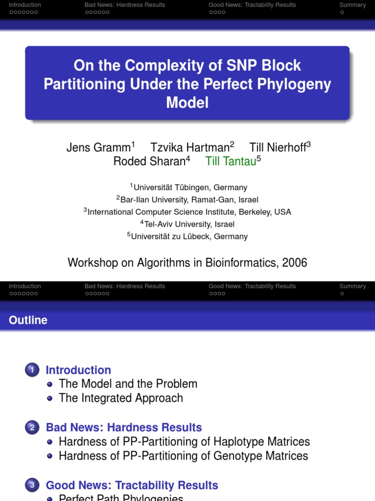 The Complexity of Finding Optimal Partitions into Perfect Phylogeny Blocks for Haplotype and ...