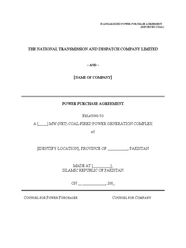 Power Purchase Agreement for Coal-Fired Plant | PDF | Business