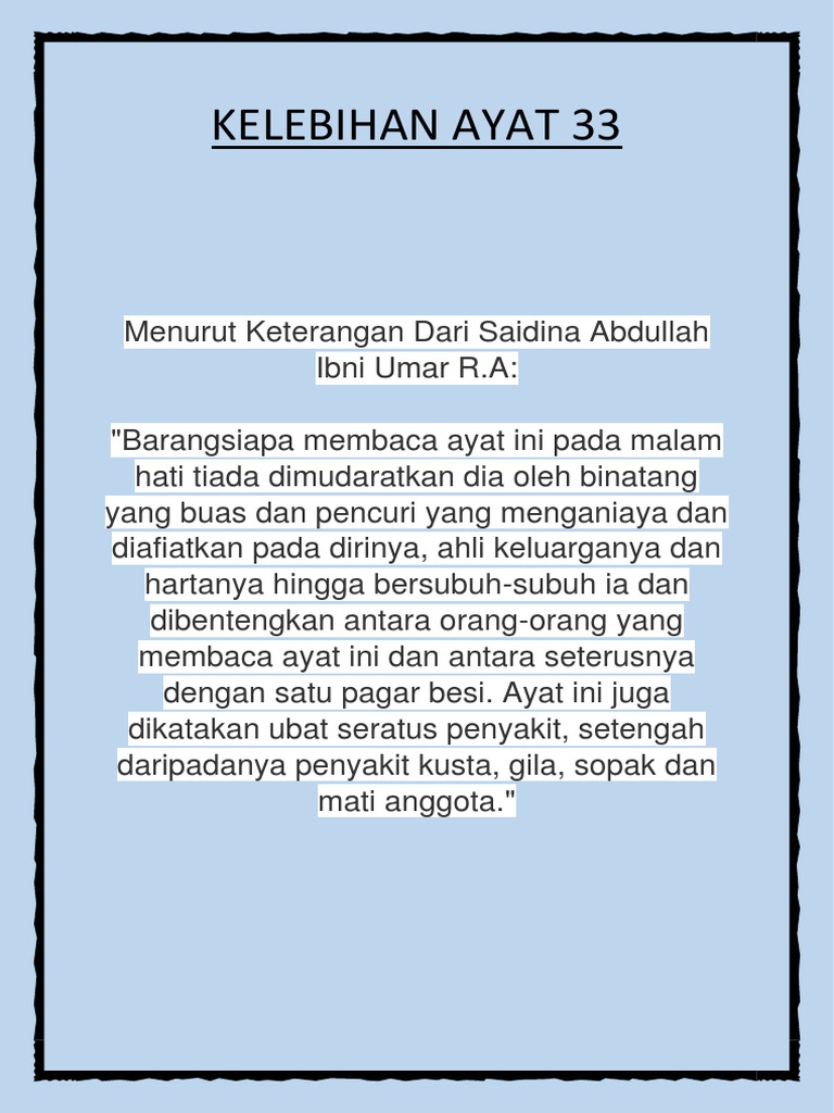 Kelebihan Ayat 33 | PDF