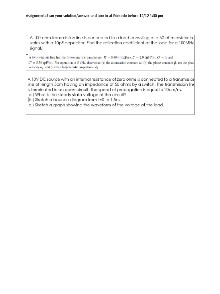 Assignment: Scan Your Solution/answer and Turn in at Edmodo Before 12/ ...