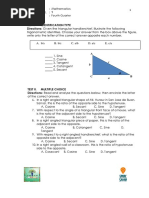 Math 9 Fourth Quarter Test Guide | PDF | Trigonometric Functions | Triangle