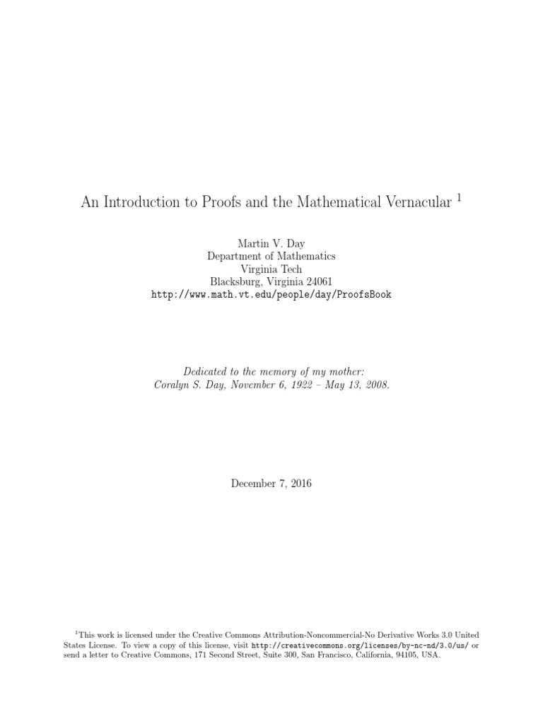 An Introduction To Proofs and The Mathematical Vernacular | PDF | Mathematical Proof | Theorem