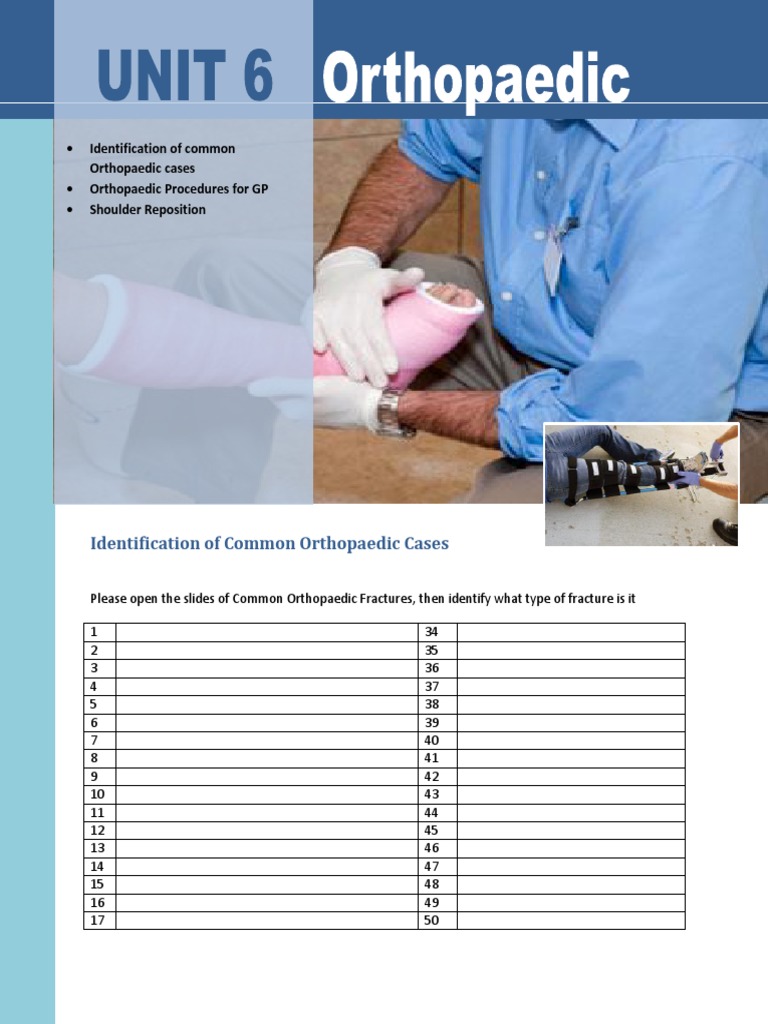 Identification of Common Orthopaedic Cases | PDF | Physical Examination ...