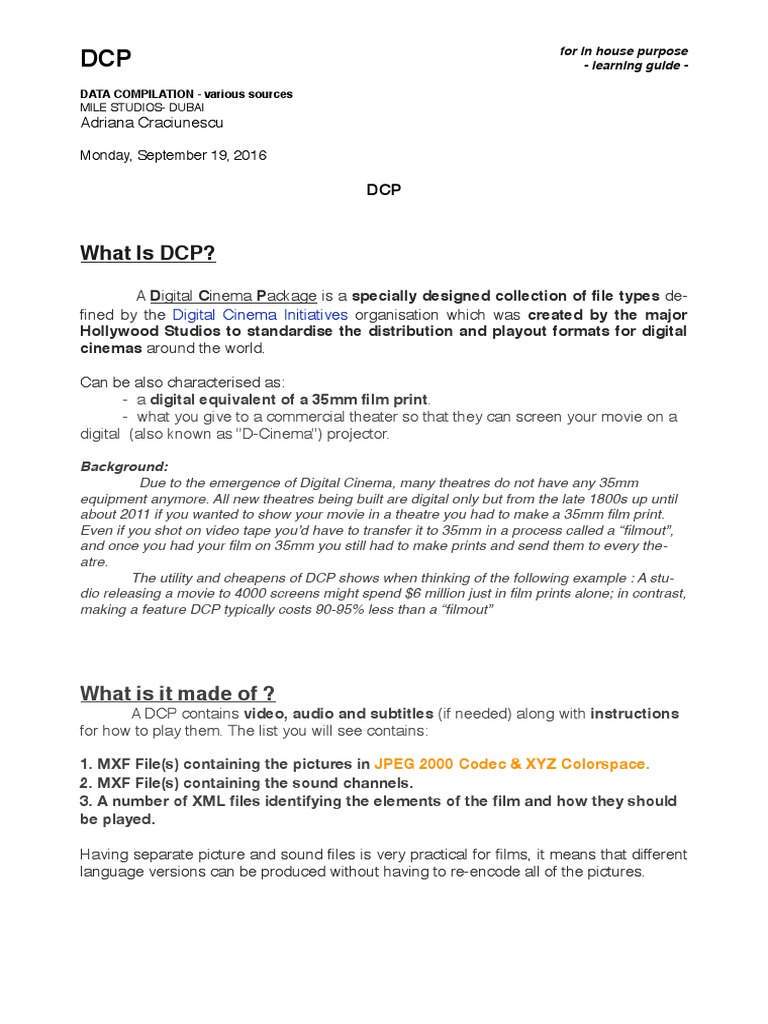 DCP | PDF | Film And Video Technology | Media Technology
