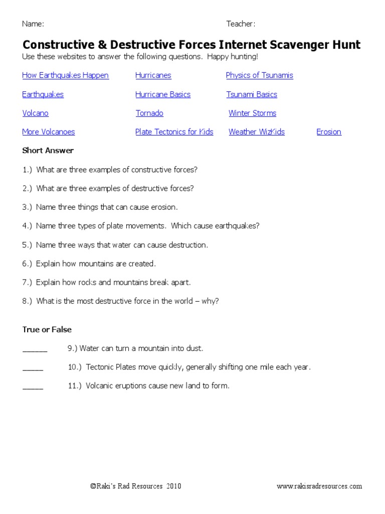 Internet Scavenger Hunt CD Processes | PDF | Volcano | Earthquakes