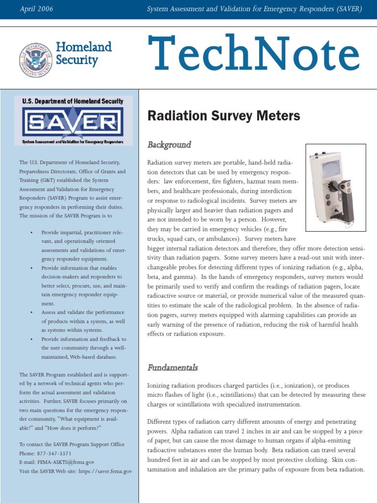 Radiation Survey Meters for Emergency Responders | PDF | Radioactive ...