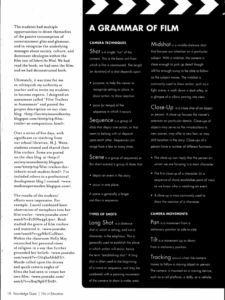 A Grammar of Film | PDF