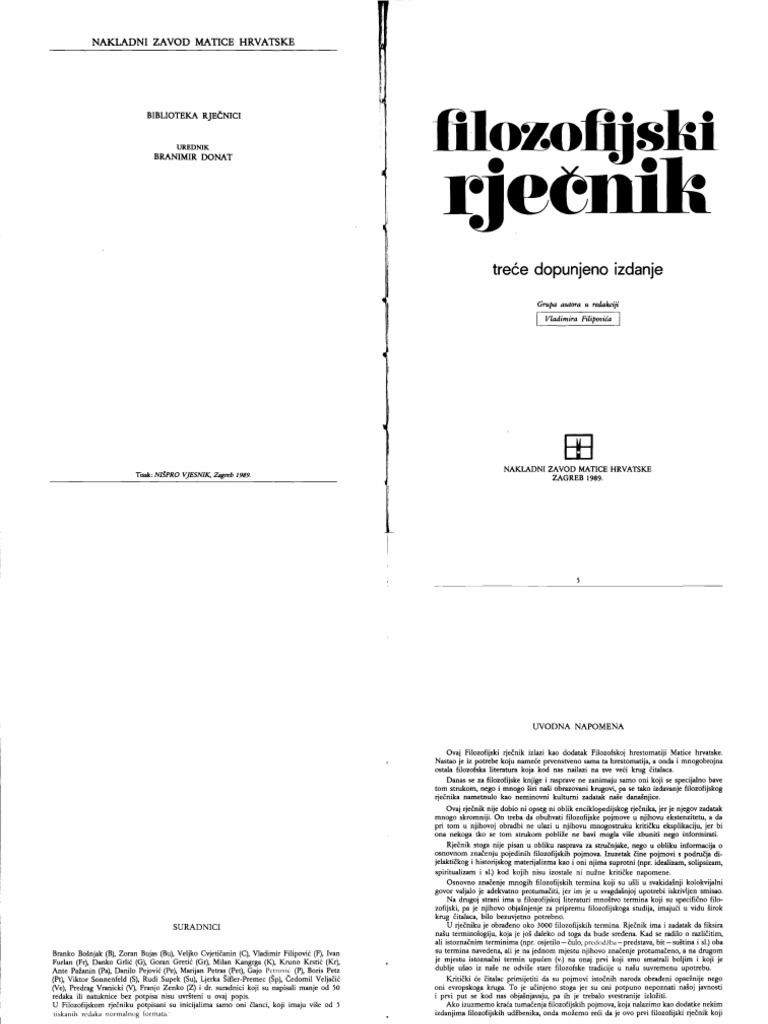 Vdocuments - MX - Vladimir Filipovic Filozofijski Rjecnik Searchable Optimizirano PDF | PDF