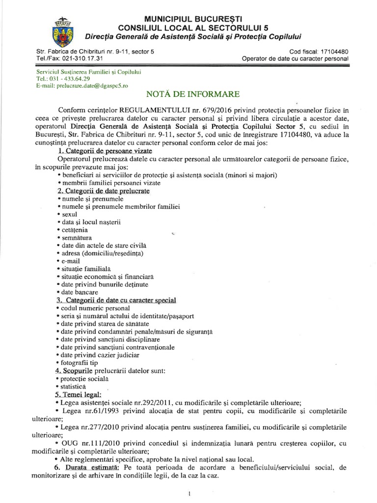 Nota de Informare | PDF