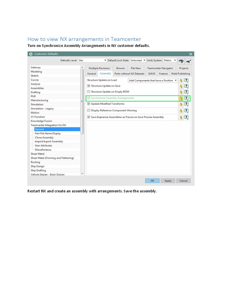 How To View NX Arrangements in Teamcenter | PDF