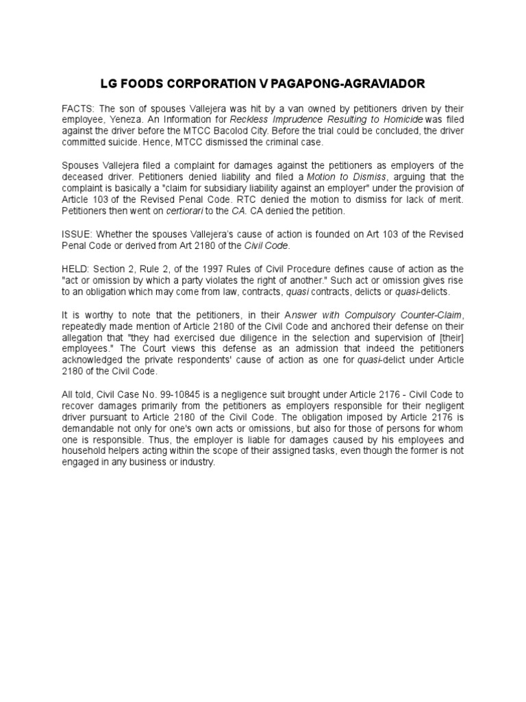 LG Foods V Pagapong-Agraviador | PDF | Law