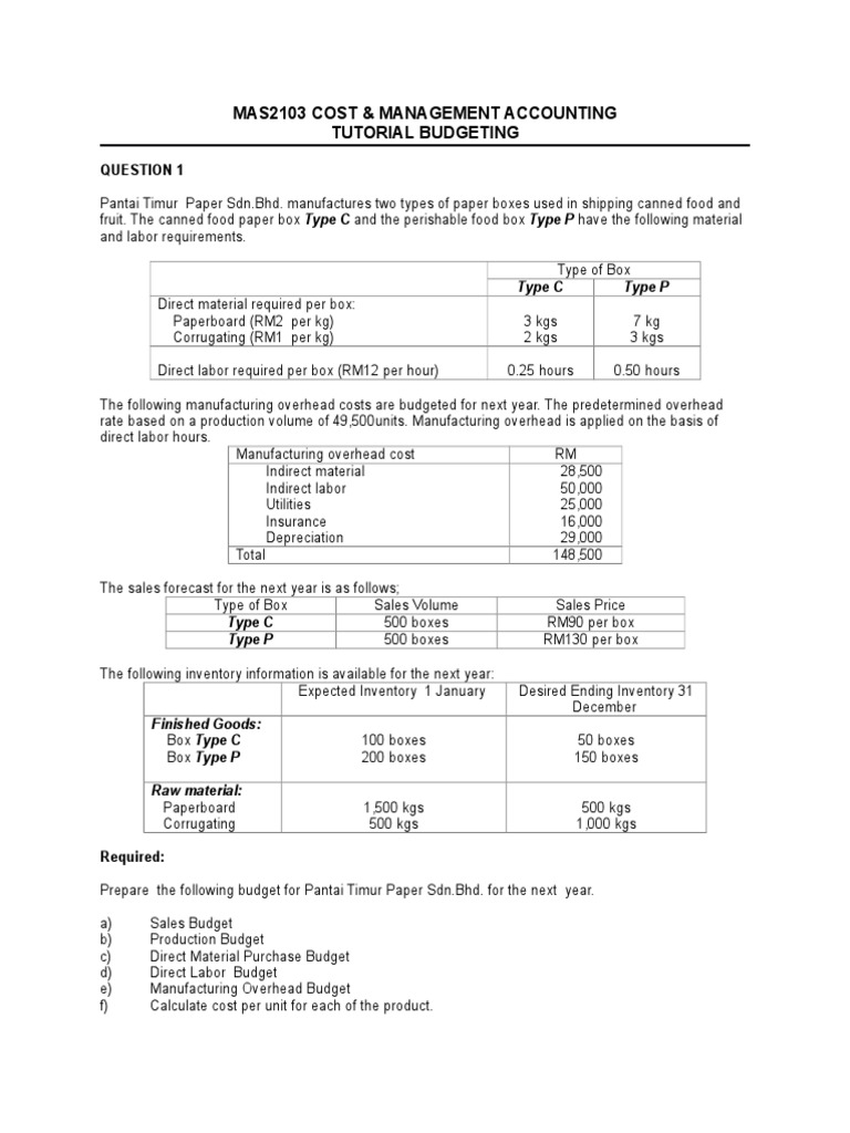 Tutorial Budget Student | PDF | Inventory | Loans