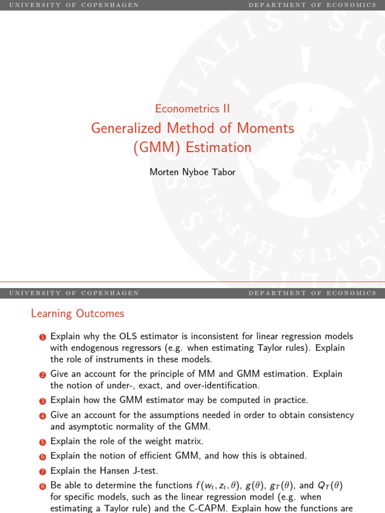 05 GMM (Annotated) | PDF | Ordinary Least Squares | Econometrics
